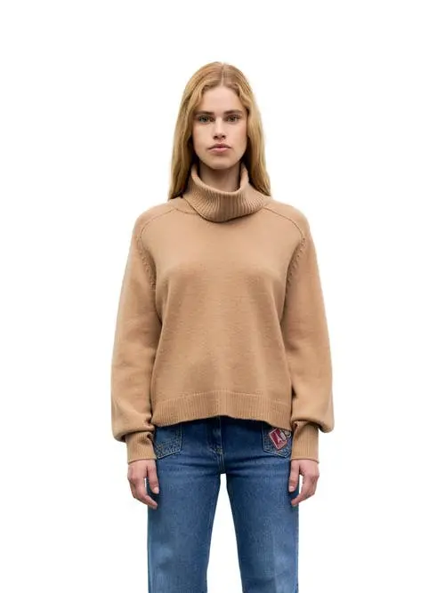 Gerard Darel Ramia Roll Neck Long Sleeve Sweater - Camel