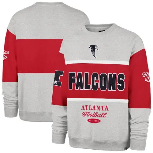 '47 Heather Gray Atlanta Falcons Blockfield Maximalist Sweatshirt - Red