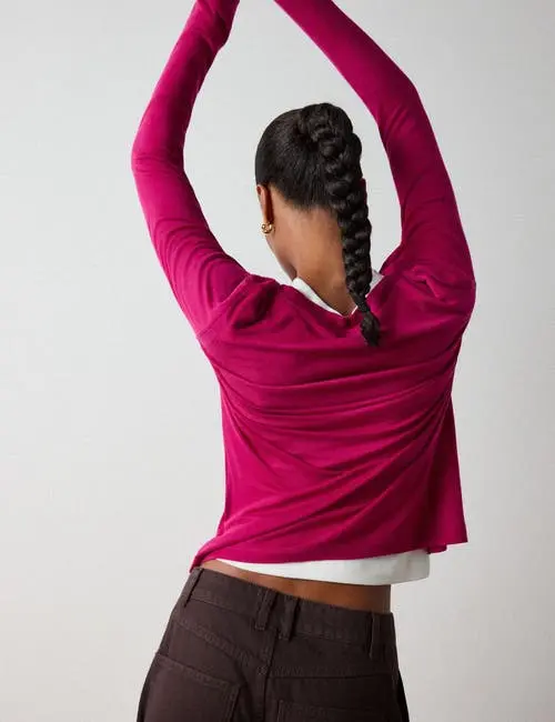 Whistles Wool Mix Jersey Crew Neck Top