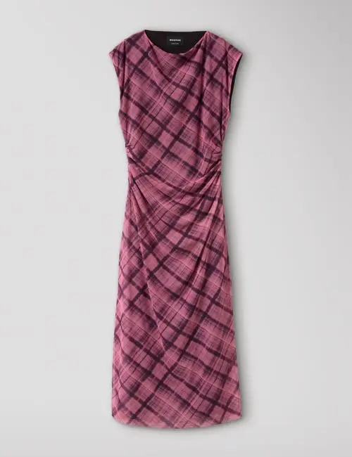 Whistles Twist Check Mesh Midi Dress