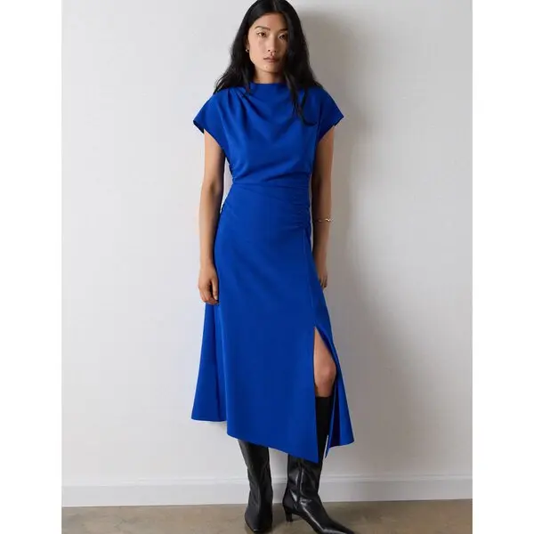 Whistles Crepe Ruched Midi Dress