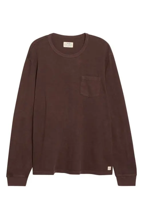 Marine Layer Luxe Slub Organic Cotton Long Sleeve Pocket T-shirt - Java