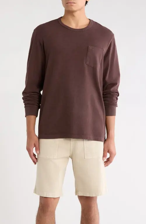 Marine Layer Luxe Slub Organic Cotton Long Sleeve Pocket T-shirt - Java