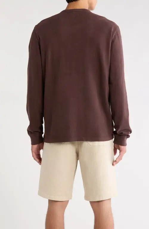 Marine Layer Luxe Slub Organic Cotton Long Sleeve Pocket T-shirt - Java