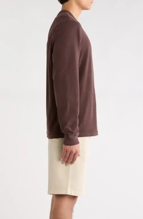 Marine Layer Luxe Slub Organic Cotton Long Sleeve Pocket T-shirt - Java