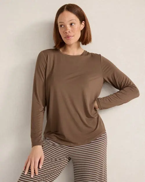 HAVEN WELL WITHIN Calm & Cool Long Sleeve Crewneck Tee - Deep Mocha