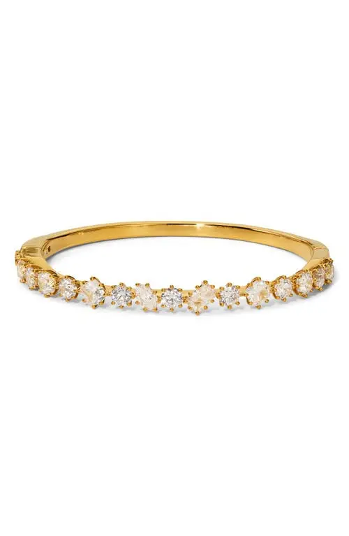 Nadri Celine Mixed Cut Cubic Zirconia Hinge Bangle - Gold
