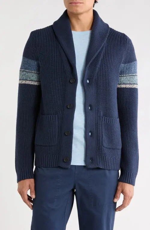 Marine Layer Varsity Shawl Collar Cotton Blend Cardigan