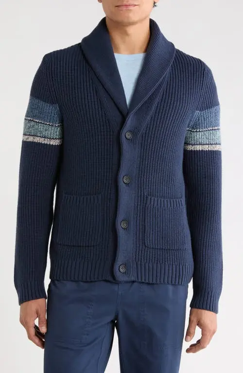 Marine Layer Varsity Shawl Collar Cotton Blend Cardigan