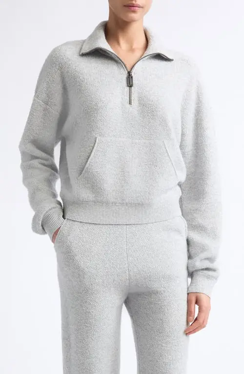 Victoria Beckham Wool Blend Knit Joggers - Light Grey Marl