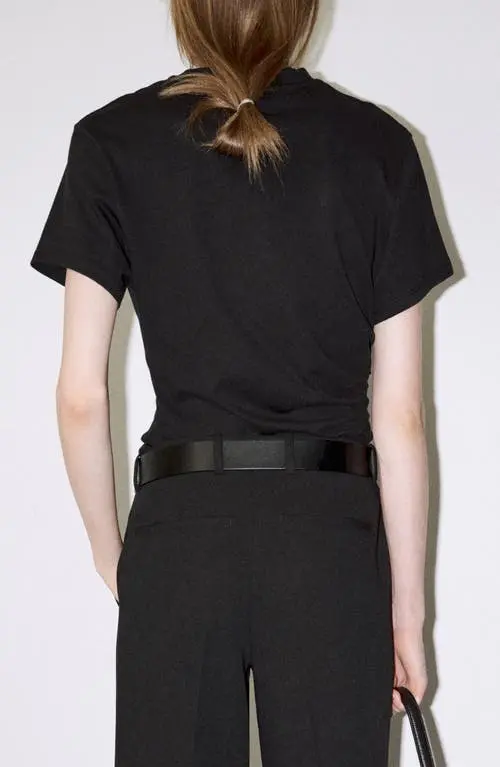 Mango Gathered Cotton T-shirt - Black