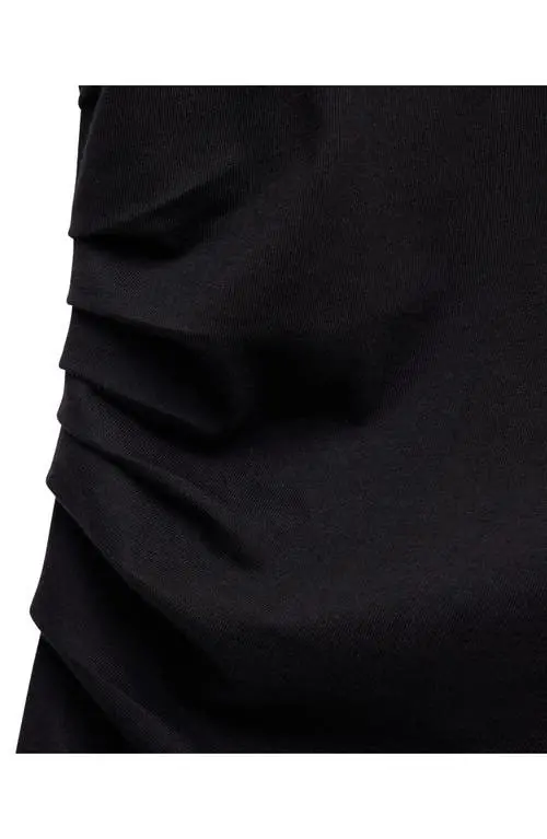 Mango Gathered Cotton T-shirt - Black