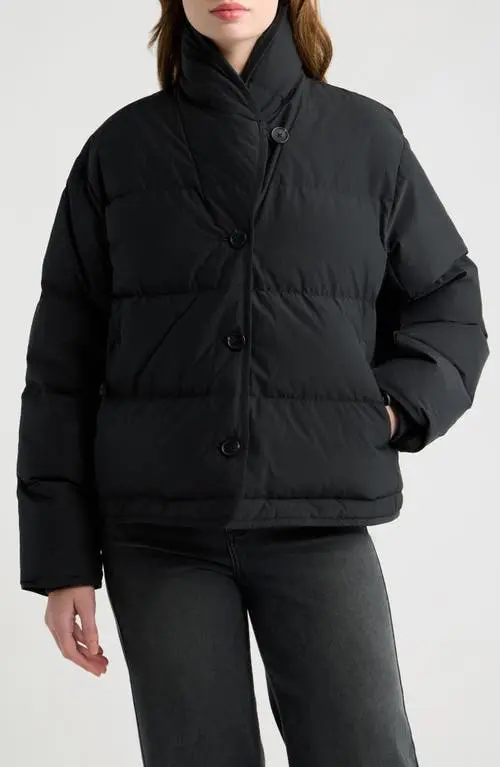 Rag & Bone Angie Faux Shearling Trim Puffer Jacket - Black