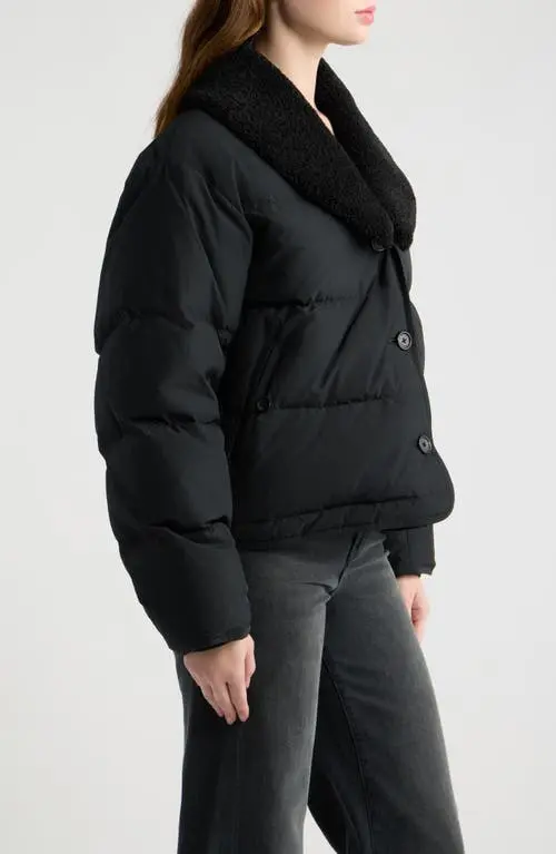 Rag & Bone Angie Faux Shearling Trim Puffer Jacket - Black