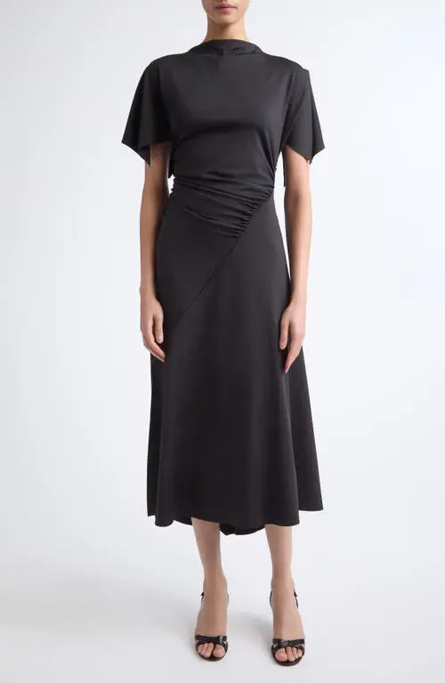 Victoria Beckham Blousey Midi Dress - Black
