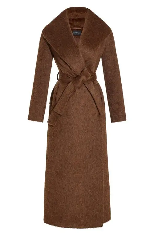Sentaler Suri Alpaca Blend Shawl Collar Wrap Coat