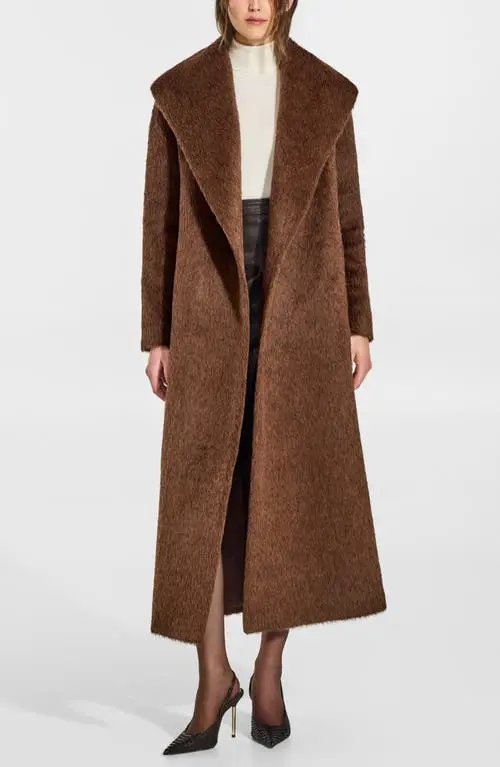 Sentaler Suri Alpaca Blend Shawl Collar Wrap Coat