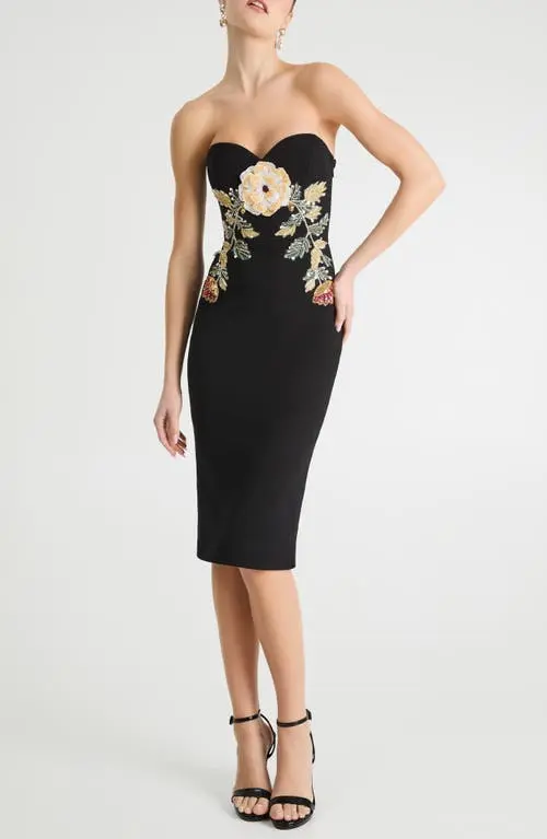 HELSI Sloane Floral Appliqué Strapless Cocktail Dress