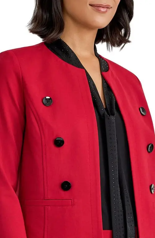 KASPER Faux Double Breasted Jacket - Fire Red