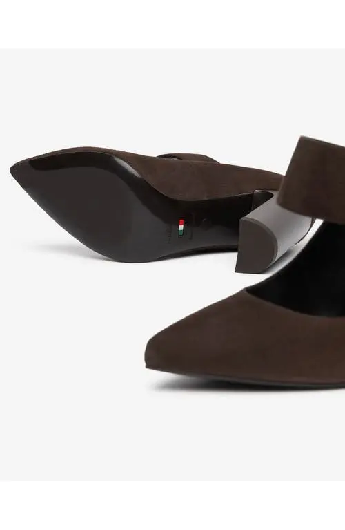 NEROGIARDINI Leather Pointed Toe Mary Jane Pump - Chocolate