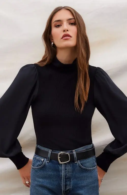 Fifteen Twenty Lisette Mixed Media Turtleneck Top