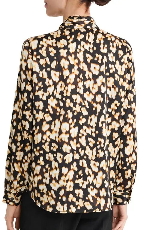 KASPER Tie Neck Satin Top