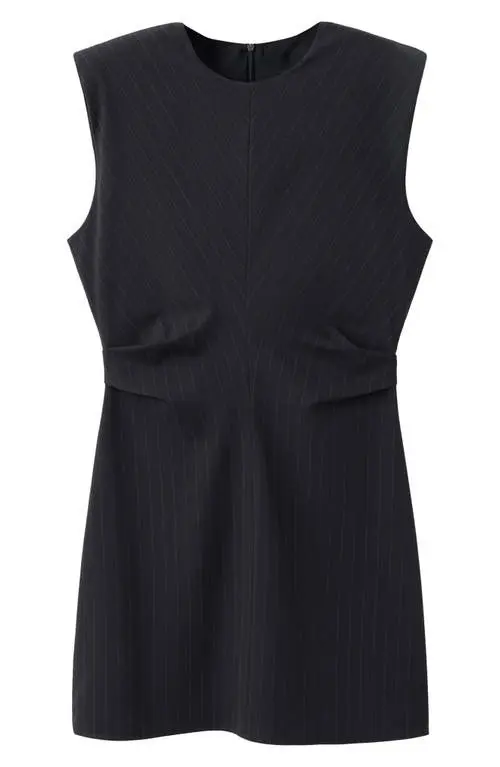 Mango Pinstripe Draped Sleeveless Minidress