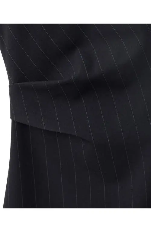 Mango Pinstripe Draped Sleeveless Minidress