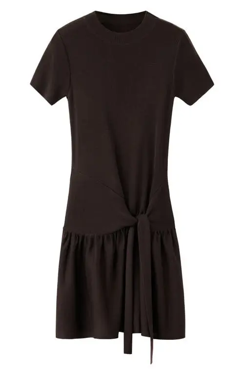 Mango Ribbed A-line Dress - Chocolate