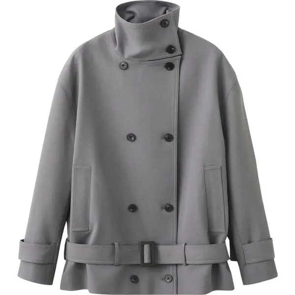 Mango Funnel Neck Trench Coat With Belt