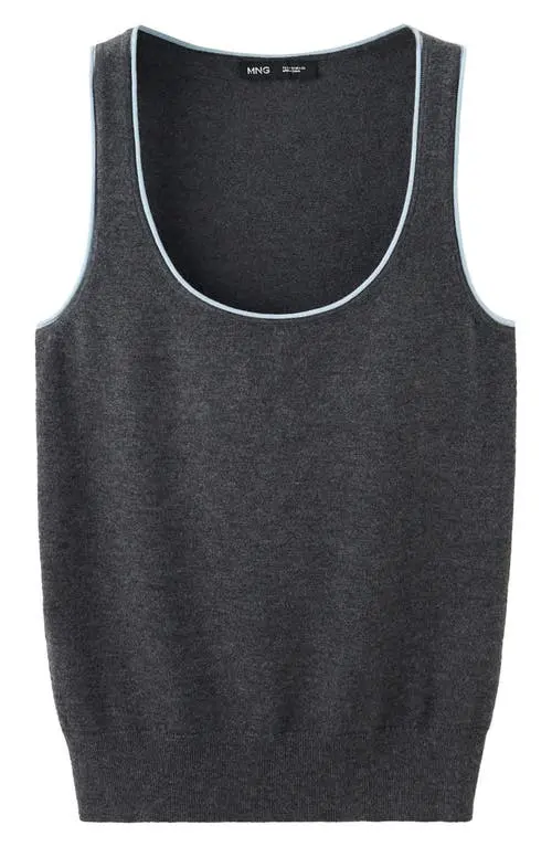 Mango Contrast Piping Knit Top - Grey