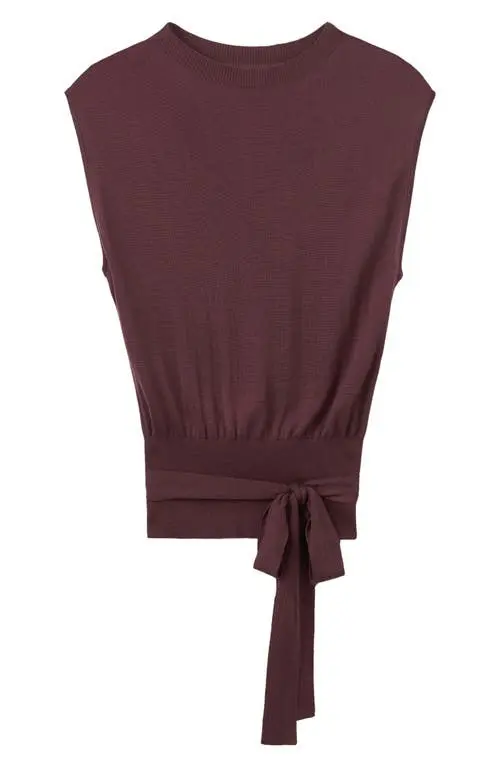 Mango Belted Sweater Vest - Burgundy
