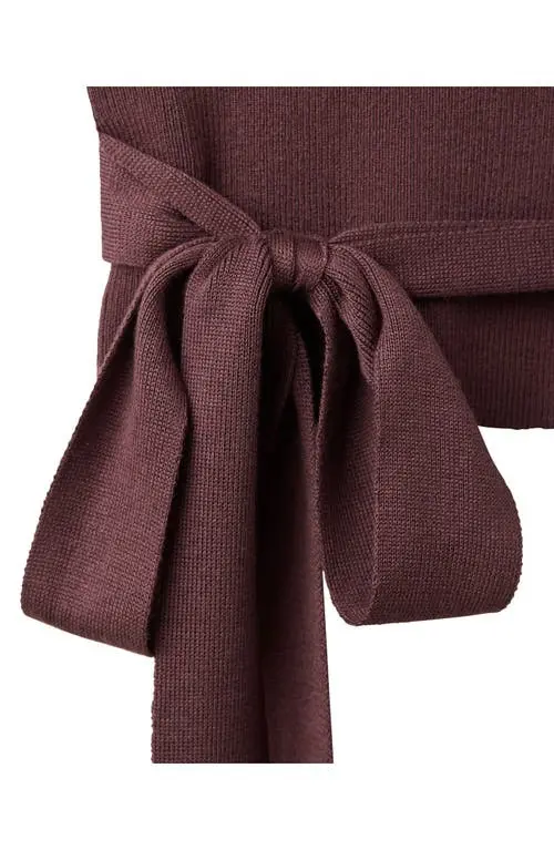 Mango Belted Sweater Vest - Burgundy