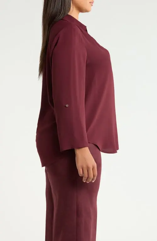 Anne Klein V-neck Point Collar Shirt