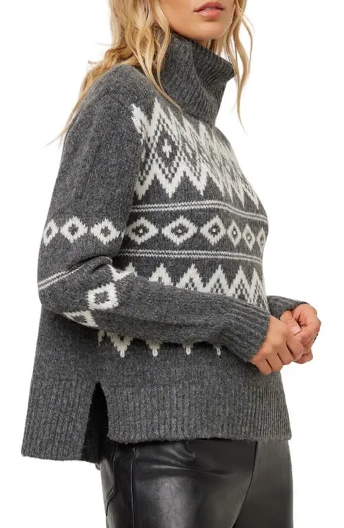 Fifteen Twenty Esther Jacquard Turtleneck Sweater - Charcoal
