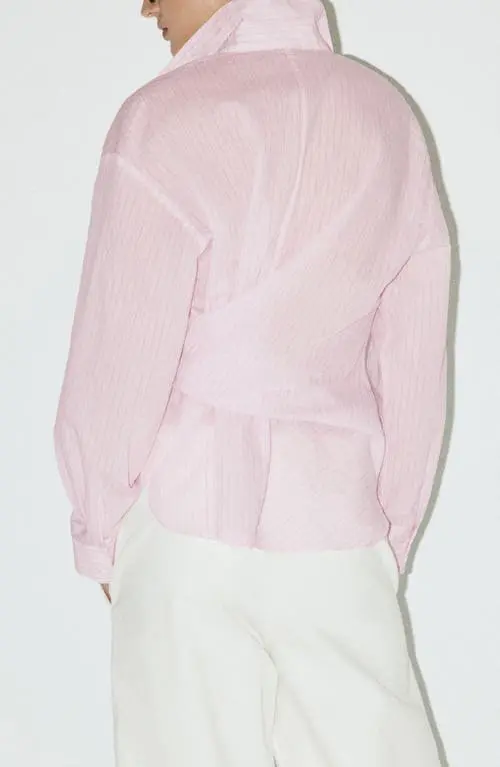 Mango Bow Detail Pinstripe Shirt