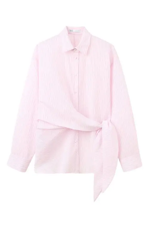 Mango Bow Detail Pinstripe Shirt