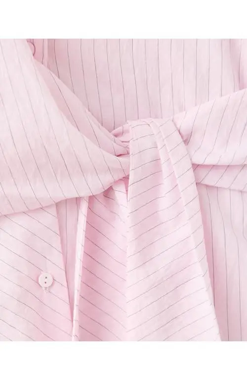 Mango Bow Detail Pinstripe Shirt