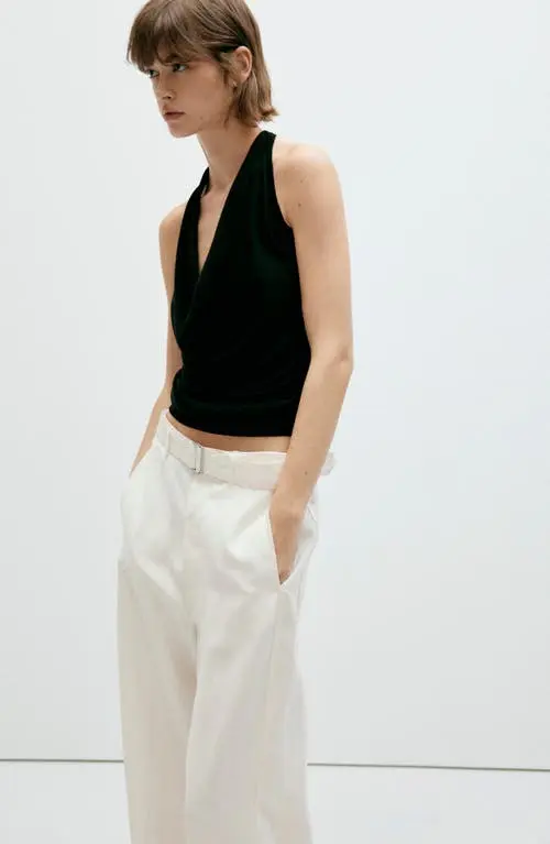 Mango Belted Straight Leg Pants