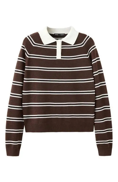Mango Striped Polo Collar Sweater