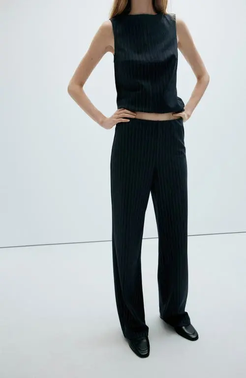 Mango Pinstripe Straight Leg Pants