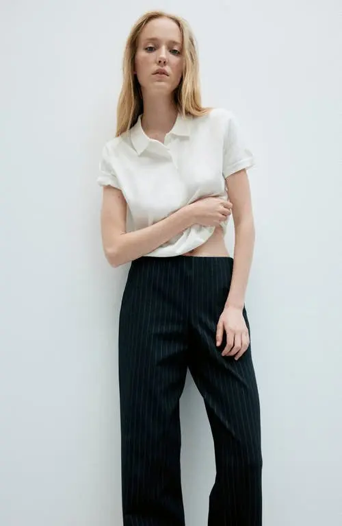 Mango Pinstripe Straight Leg Pants