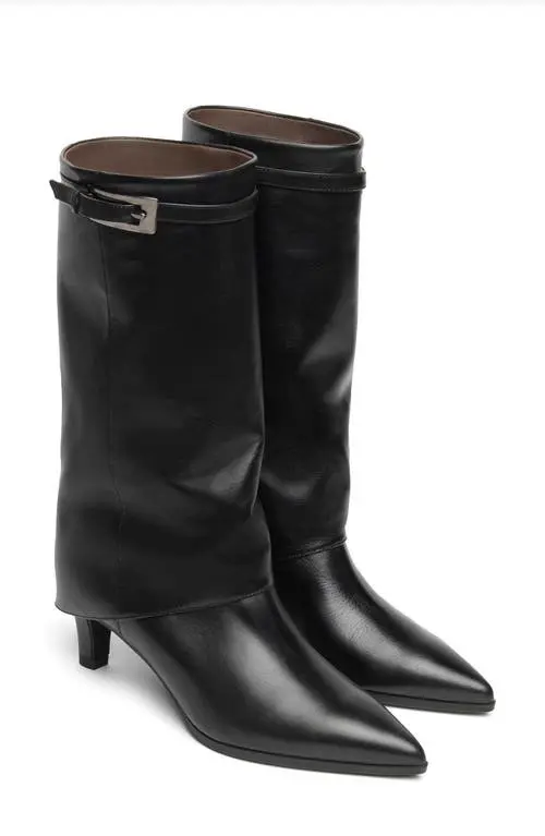 NEROGIARDINI Pointed Toe Cuff Leather Boot