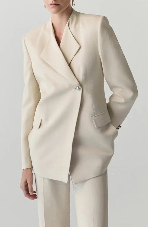 Mango Metallic Button Linen Blend Blazer