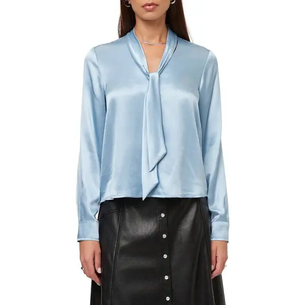 Fifteen Twenty Patty Tie Neck Satin Shirt