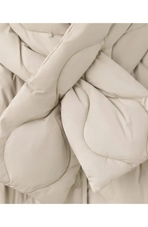 Mango Quilted Anorak With Detachable Scarf - Light/pastel Grey