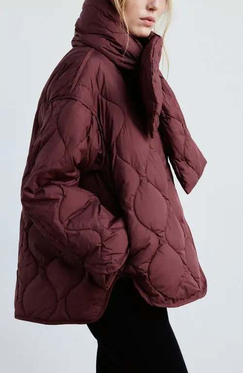 Mango Quilted Anorak With Detachable Scarf