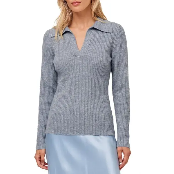 Fifteen Twenty Daphne Collar Rib Sweater - Glacier