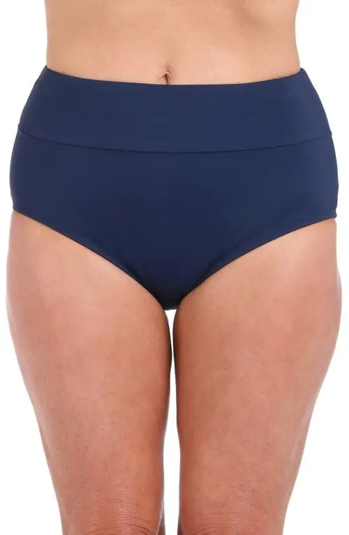 MAXINE OF HOLLYWOOD Wide Waist Bikini Bottoms - Indigo
