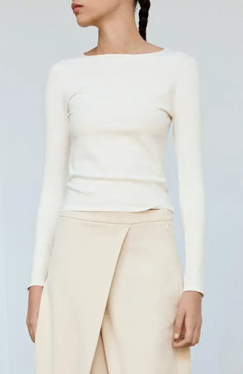 Mango Fitted Boat Neck Sweater - Ecru